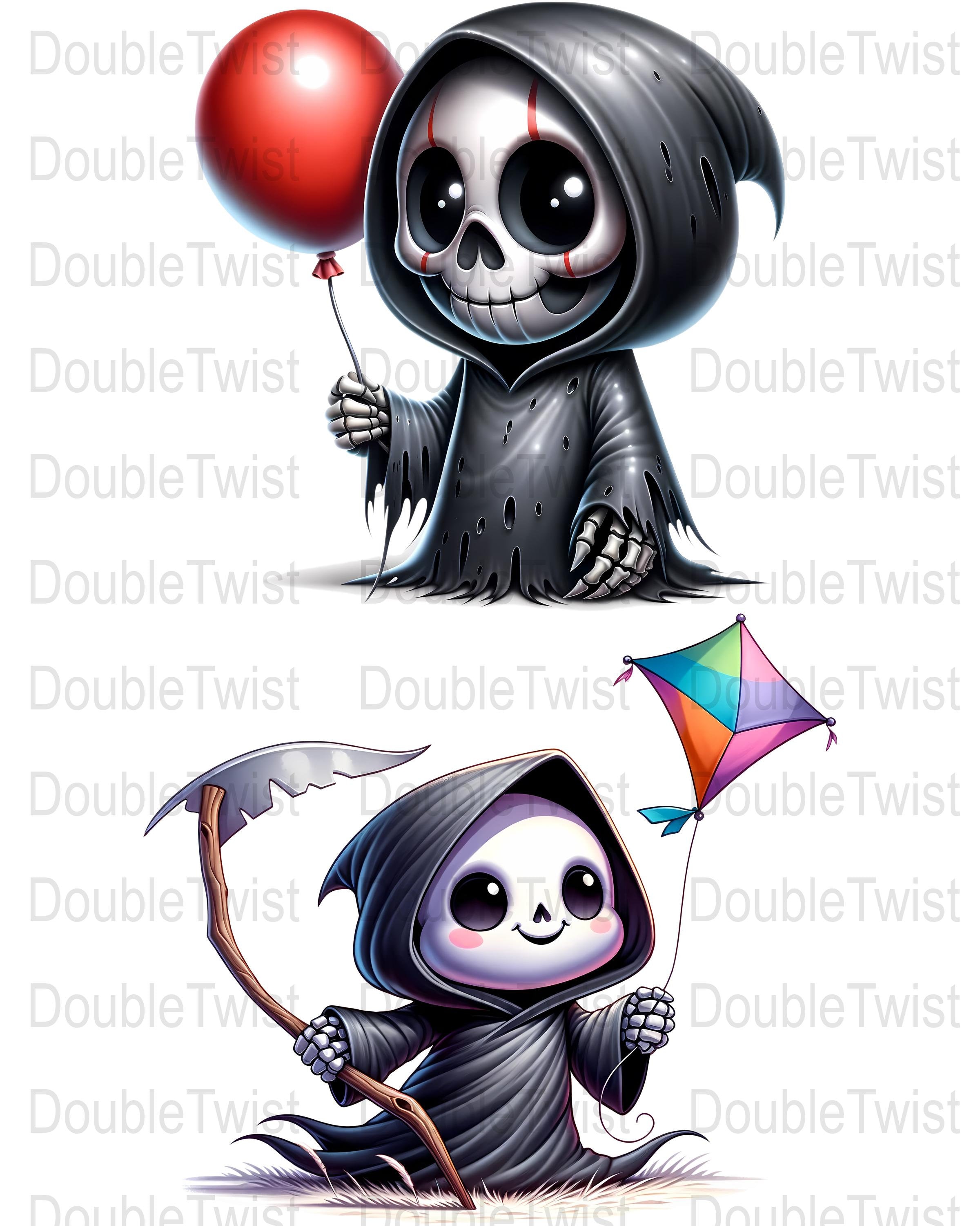 Playful Grim Reapers Clipart, Cute Death Figures PNG, Digital Download ...