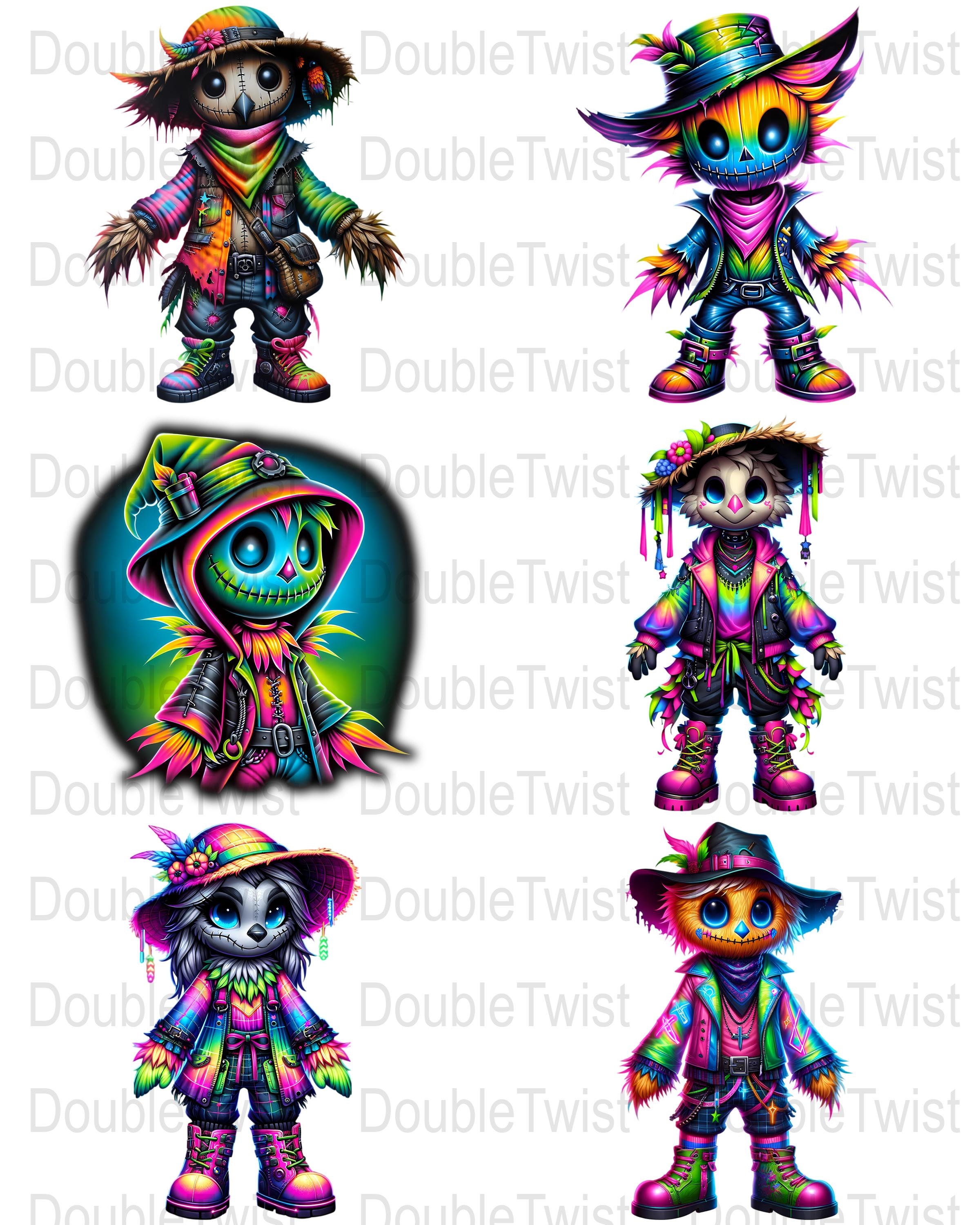 Neon Gothic Scarecrow Clipart, Goth PNG Images, Digital Download ...