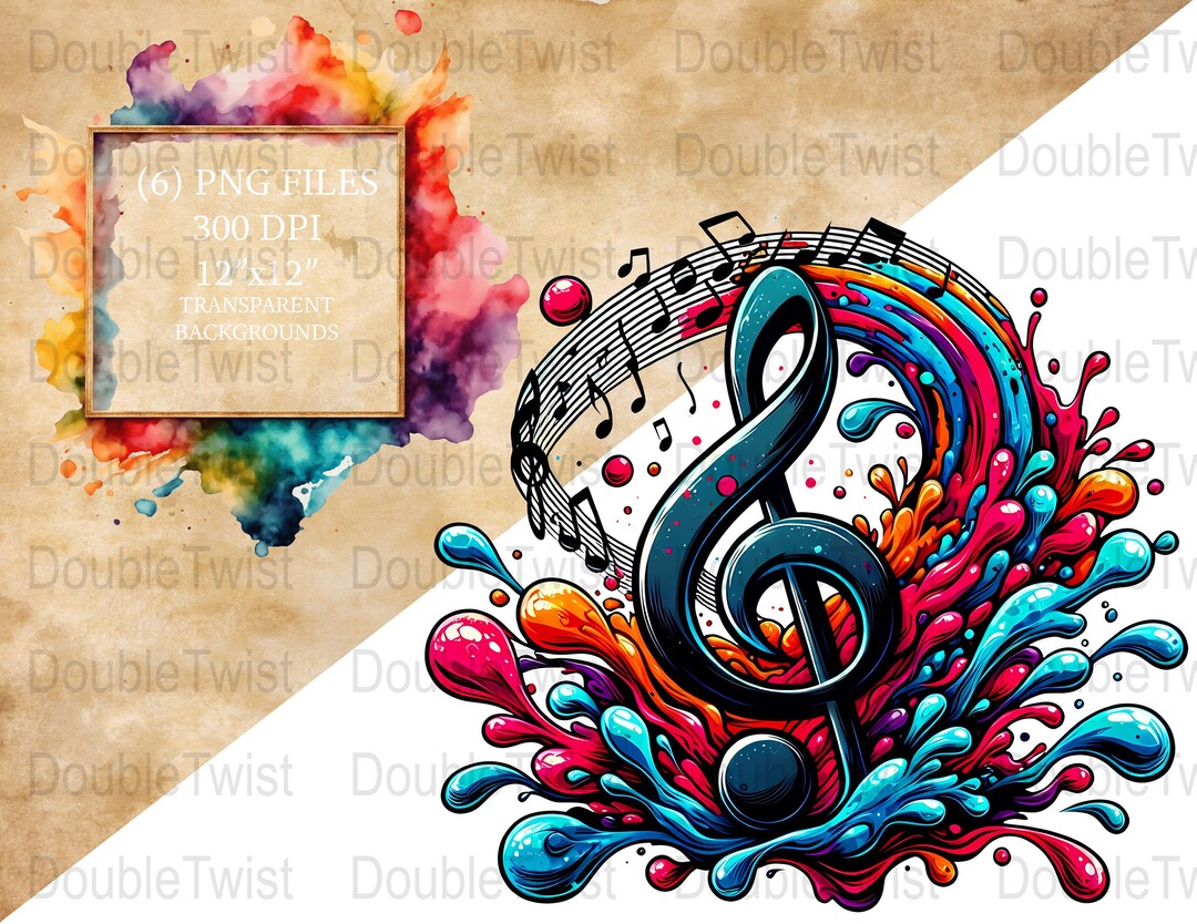 Colorful Music Note Clipart, Watercolor Music Note Design, Artistic ...
