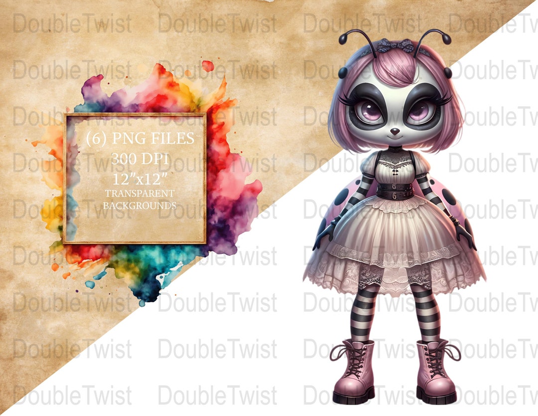 Pastel Goth Ladybug Clipart, Cute Gothic Bug PNG, Kawaii Digital ...