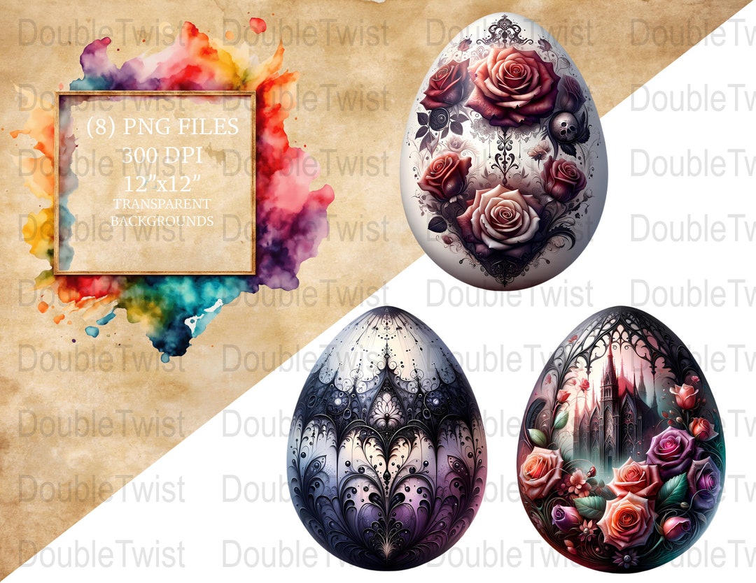 Gothic Easter Eggs PNG, Dark Floral Digital Download, Noir Easter ...