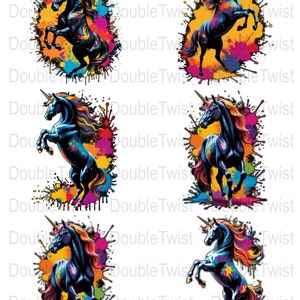 Color Splash Unicorn Silhouette Pngs, Vibrant Digital Clipart, Fantasy ...