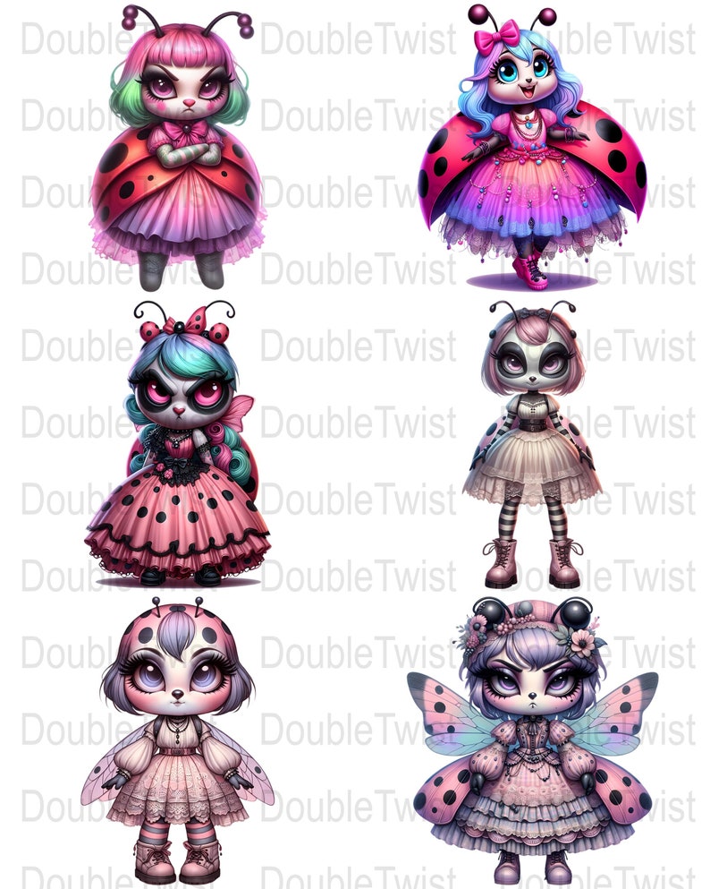 Pastel Goth Ladybug Clipart, Cute Gothic Bug PNG, Kawaii Digital ...