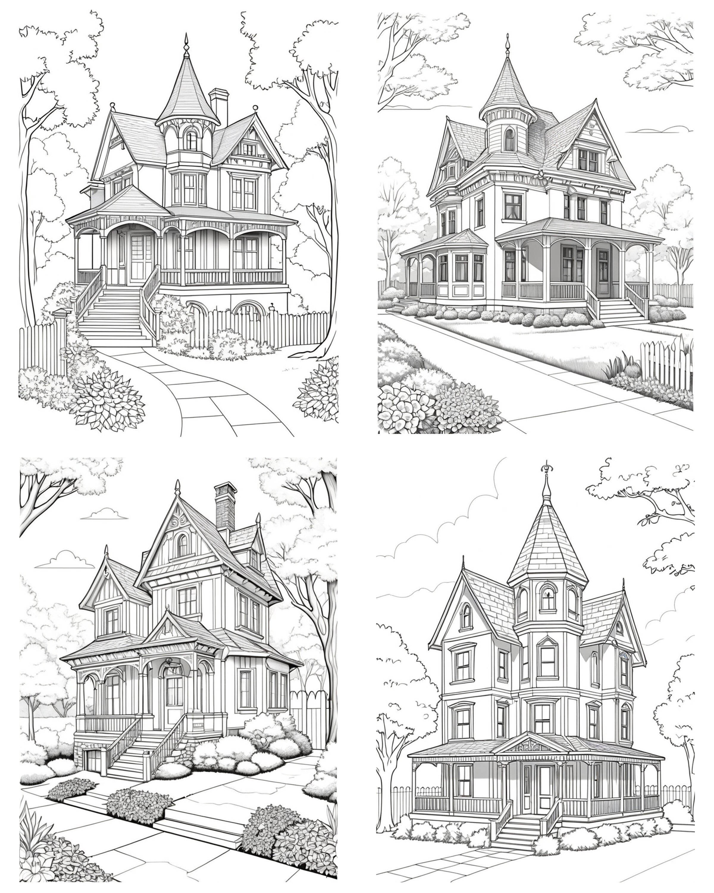 Enchanted Homes Coloring Pages PDF, Printable Adult Stress Relief ...