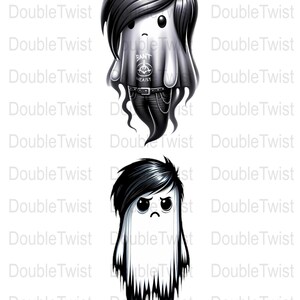 Emo Ghost Pngs, Cute Spooky Cartoon Ghosts, Digital Download, Clipart ...
