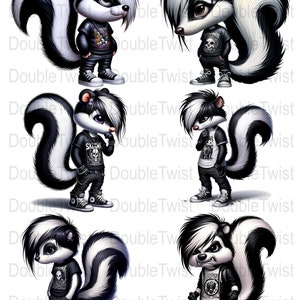 Emo Skunks Clipart, Cute Punk Rock Skunks PNG, Digital Download ...