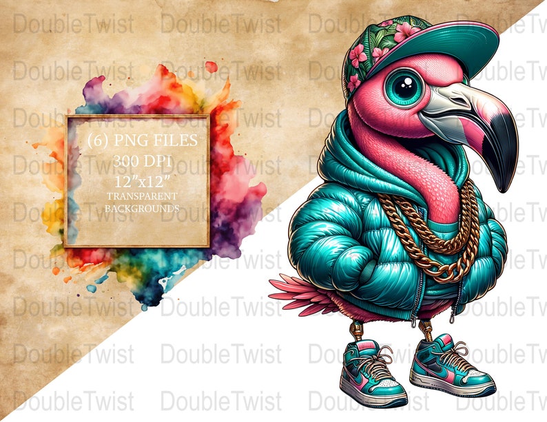 Hip Hop Flamingos Clipart, Urban Bird PNG, Graffiti Style Flamingo ...