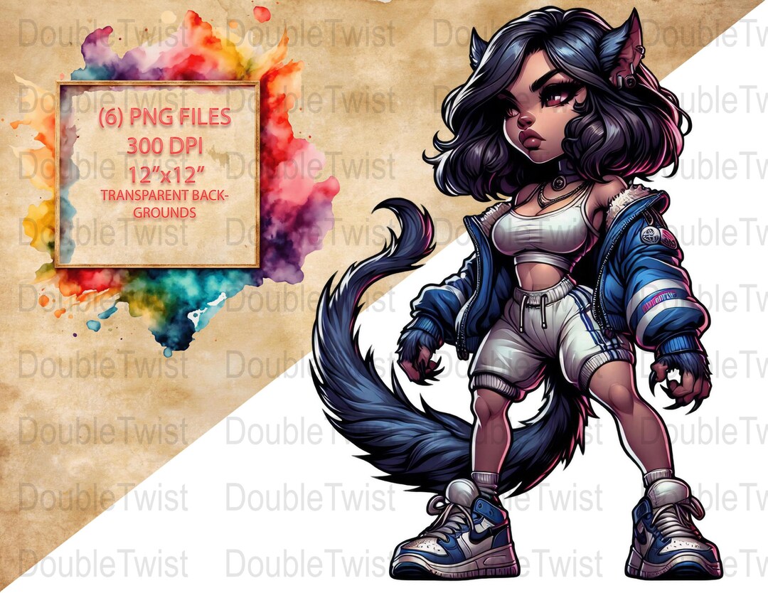 Streetwear Werewolf Clipart, Chibi Werewolf Girl PNG, Anime Wolf ...