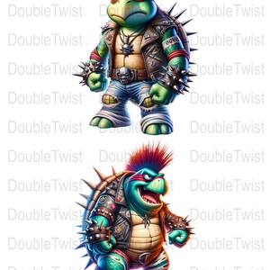 Punk Rock Turtles Clipart, Colorful PNG Files, Digital Download, Edgy ...