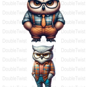 Hipster Owls Clipart Set, Cute Owls With Glasses PNG, Digital Download ...