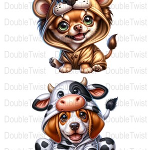 Cute Puppy Clipart, Dogs in Costume Digital PNG, Animal Illustration ...