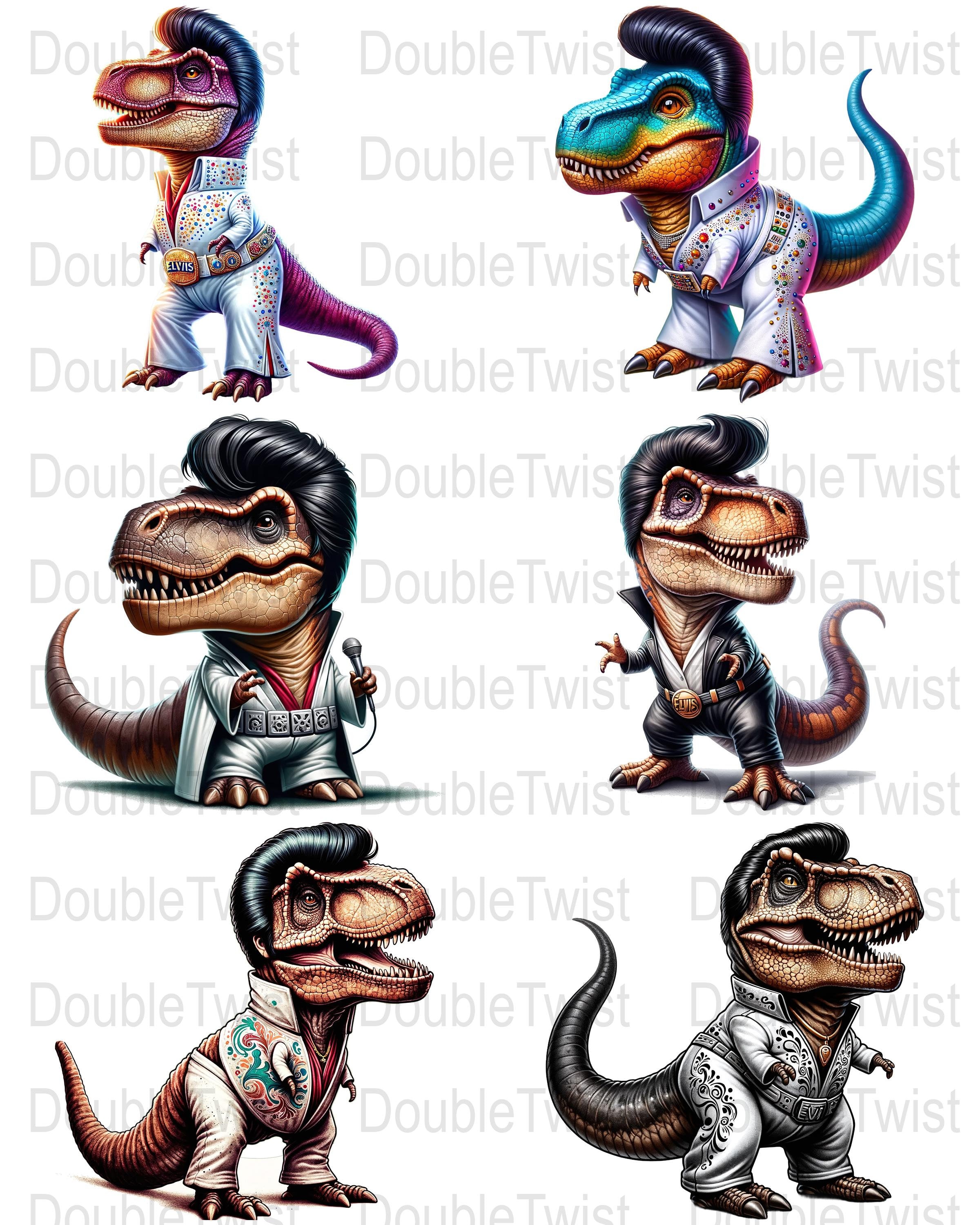 T-rex Elvis Clipart, Dinosaur Rock Star PNG, Retro Music Illustration ...