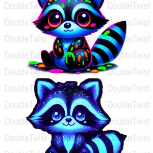Blacklight Paint Style Raccoon Pngs, Vibrant Digital Art Clipart, Neon ...