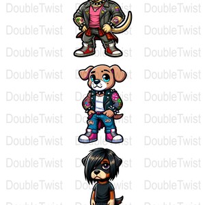 Emo Dogs Clipart Stickers, Punk Puppies, Cartoon Dog Decals ...