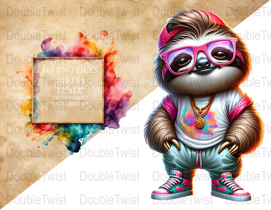 Cool Sloth Clipart, Streetwear Style Sloths PNG, Urban Chill Hipster ...
