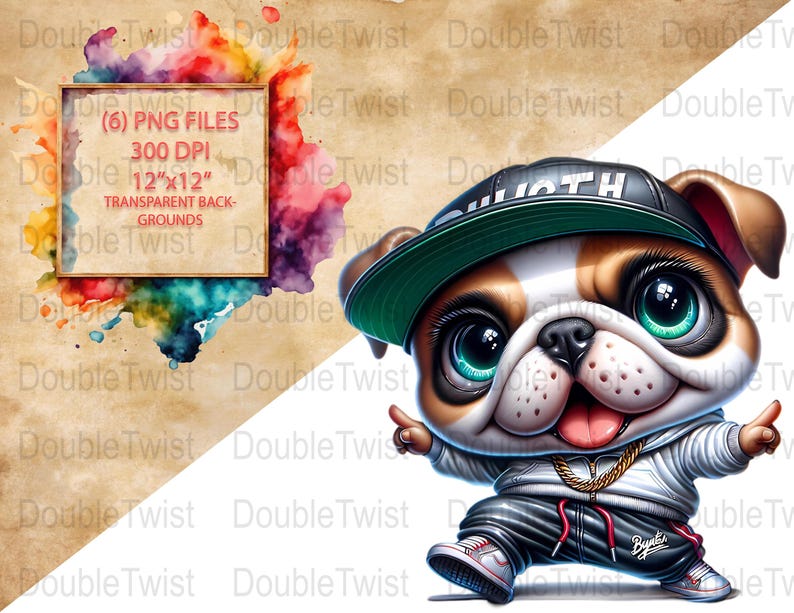 Hip Hop Bulldog PNG Clipart, Cool Bulldog Graphic, Urban Dog Art ...
