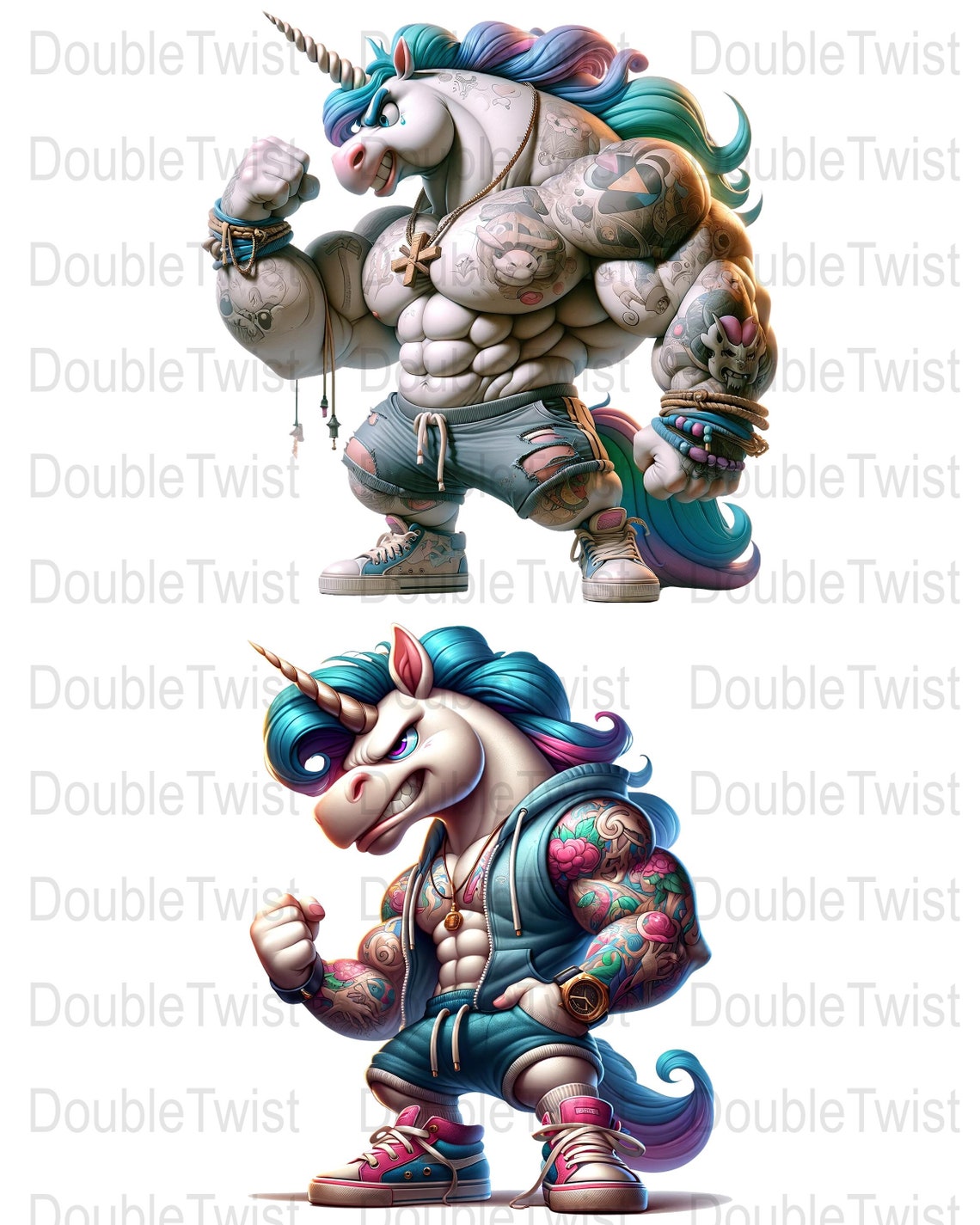 Body Builder Unicorn Clipart, Muscular Fantasy Creature PNG, Digital ...