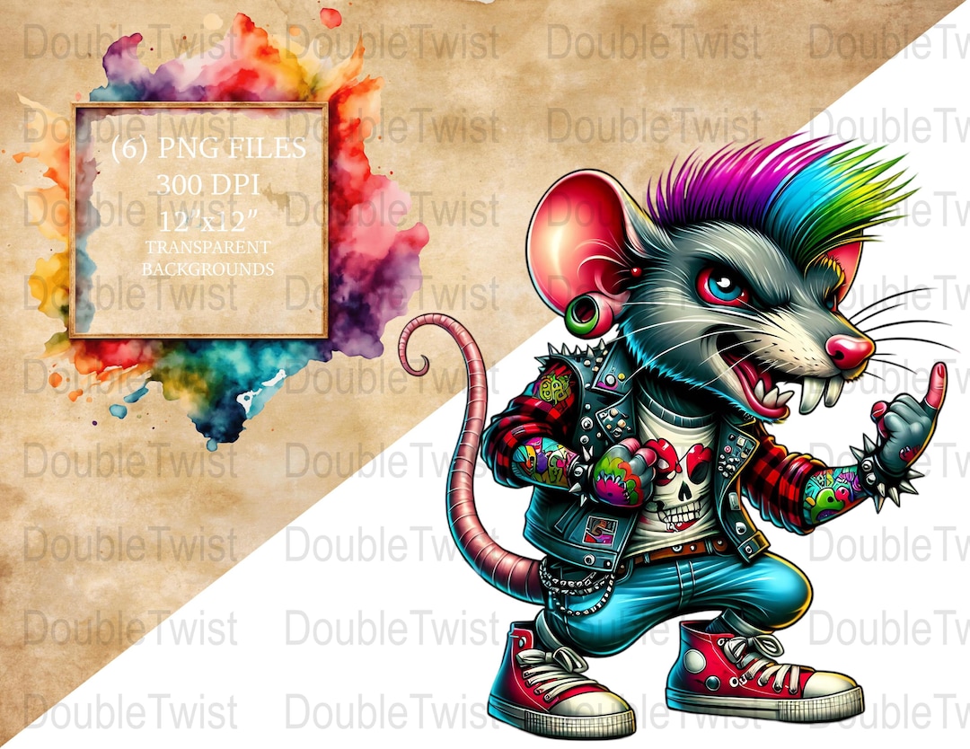 Punk Rock Rat Clipart, Cool Punk Rat Characters for DIY Craft ...
