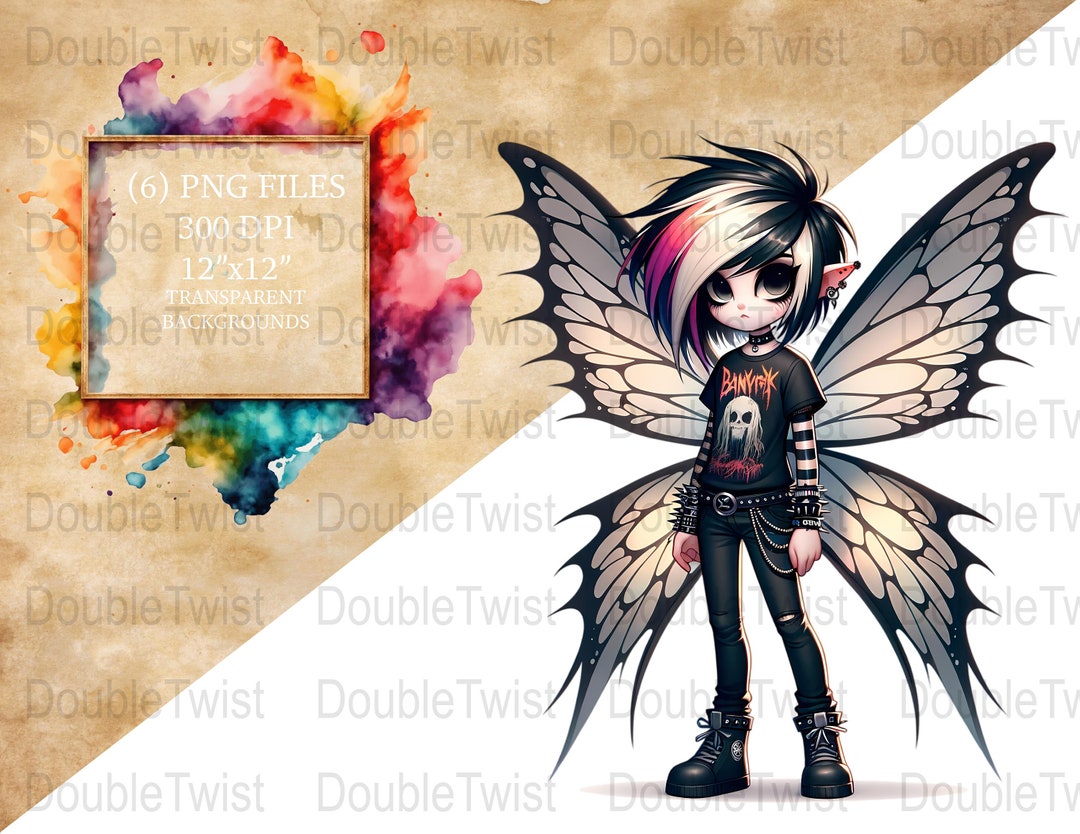 Emo Fairies Clipart Set, Gothic Fairy Pngs, Digital Download, Dark ...
