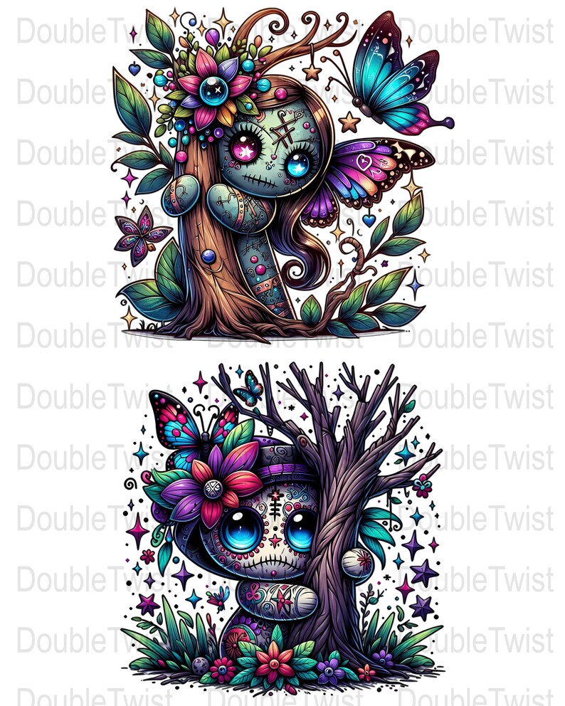 Colorful Voodoo Doll With Butterflys PNG Clipart, Cute Voodoo Doll Art ...