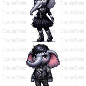 Gothic Elephant Clipart, Dark Fantasy PNG, Cute Goth Elephants, Digital ...
