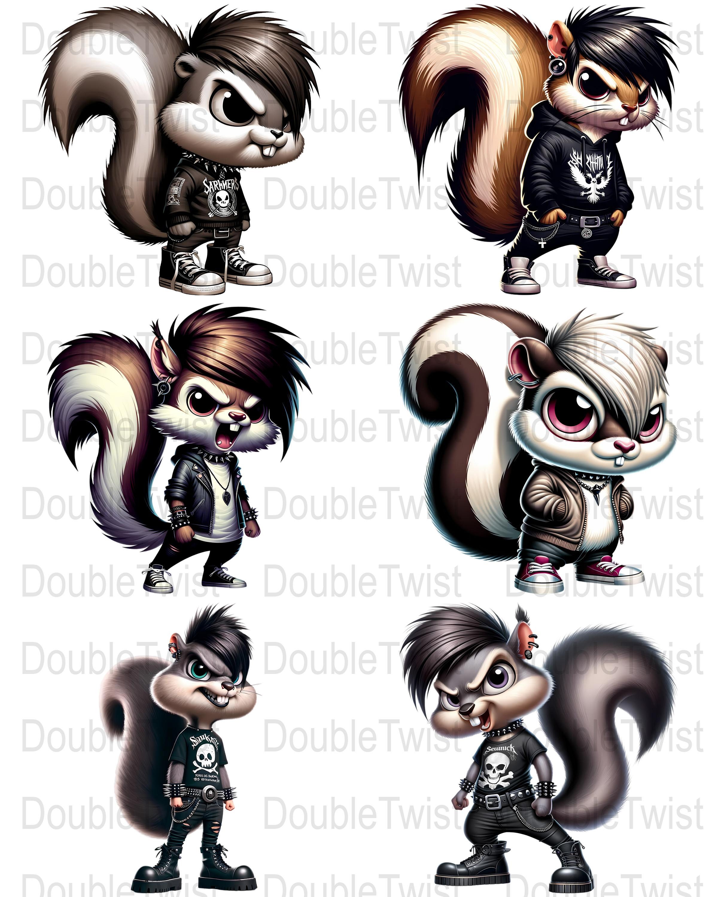 Emo Squirrels Clipart Set, Punk Rock Animals PNG, Digital Download ...