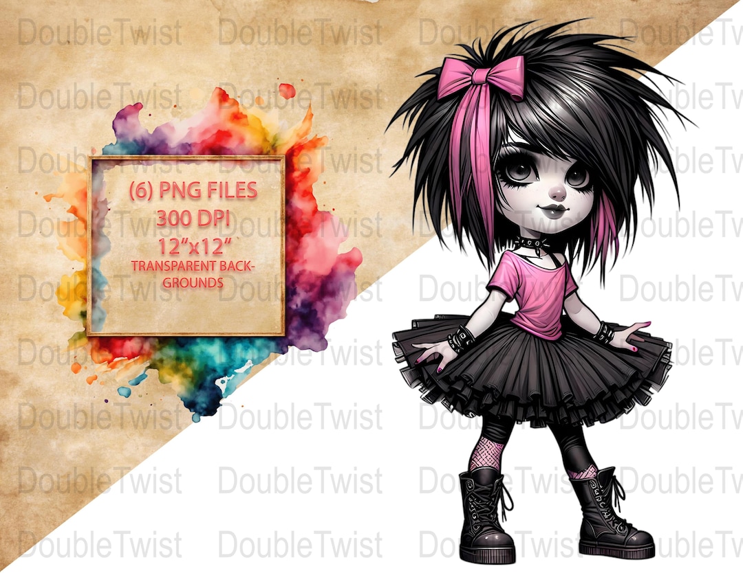 Emo Ballerina PNG Clipart, Digital Download, Goth Ballet Art, Pink Tutu ...
