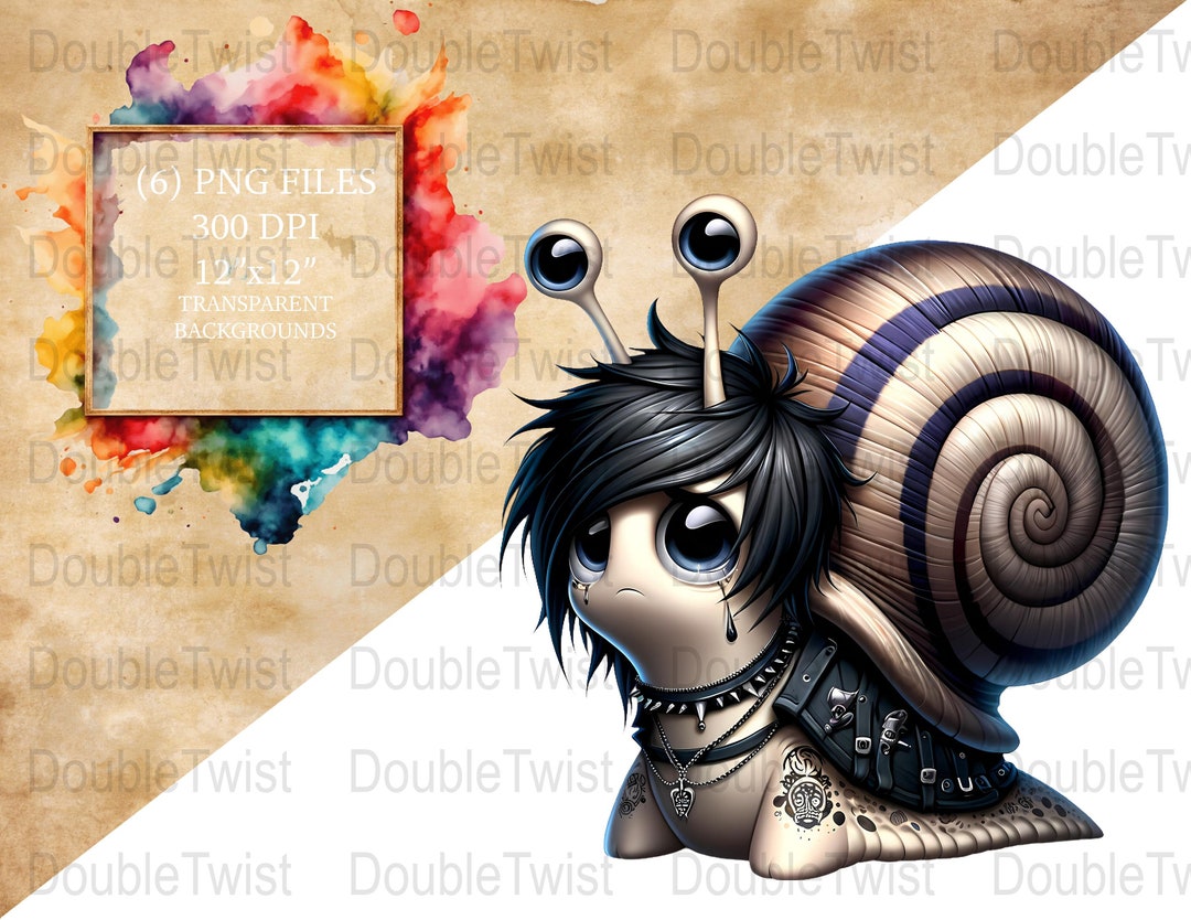 Emo Snails PNG Clipart, Cute Goth Style Snail Digital Images, Trendy Scrapbooking Art, DIY ...