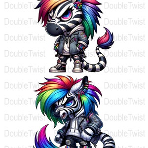 Colorful Punk Zebra Clipart, Streetwear Zebra PNG, Urban Animal ...