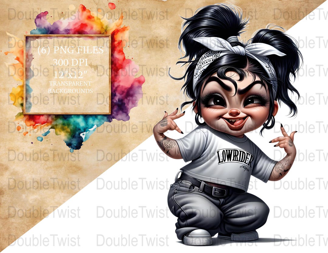 Cute Chola Chicana Clipart Bundle Digital Download, Lowrider Art ...