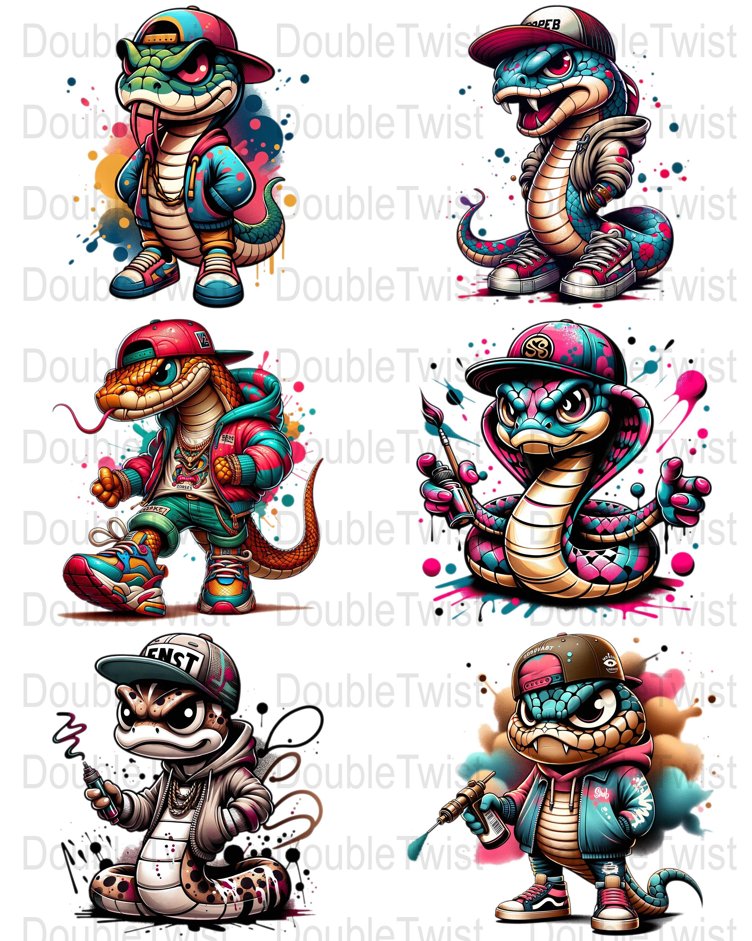 Urban Graffiti Snake Clipart, Colorful Streetwear Reptile Design, Bold ...