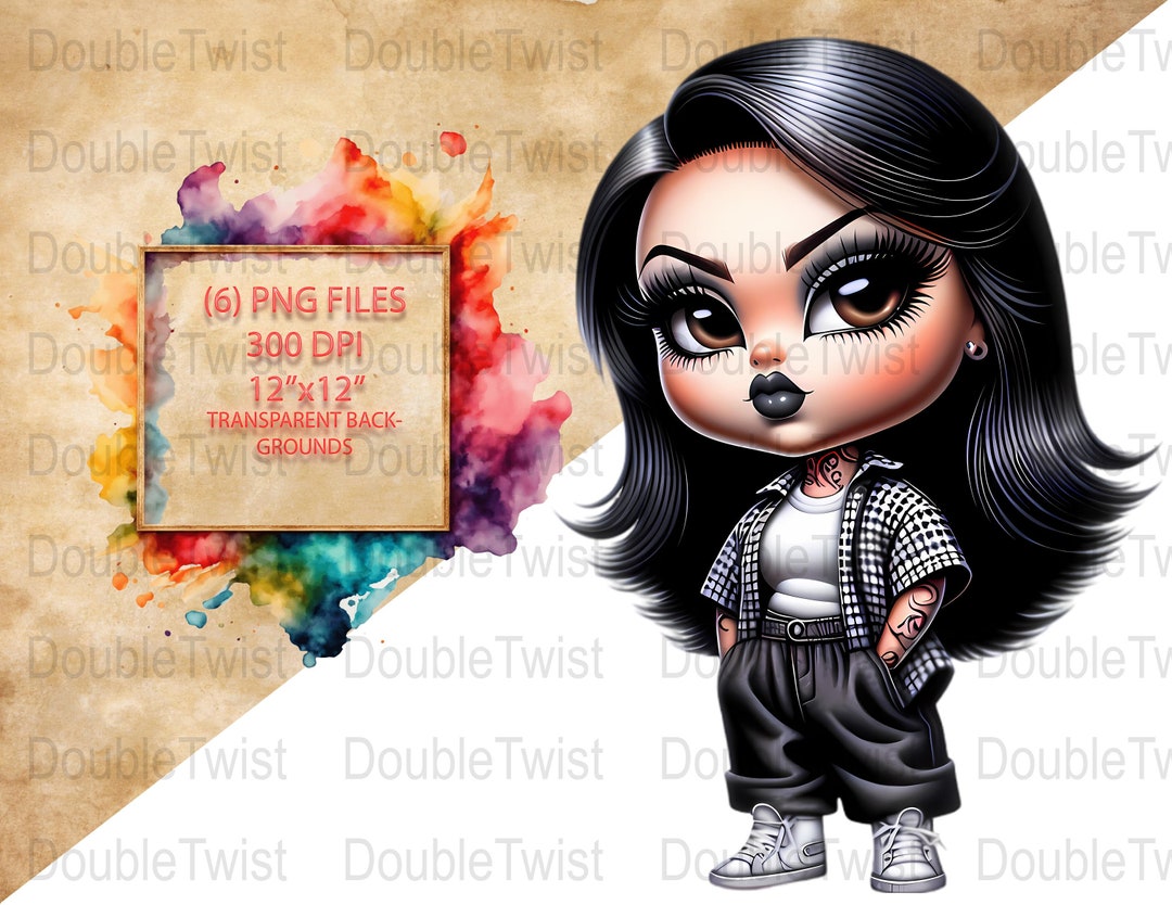 Cholo Doll Clipart PNG, Urban Fashion Girl Digital Art, Modern Female ...