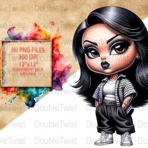 Cholo Doll Clipart PNG, Urban Fashion Girl Digital Art, Modern Female ...