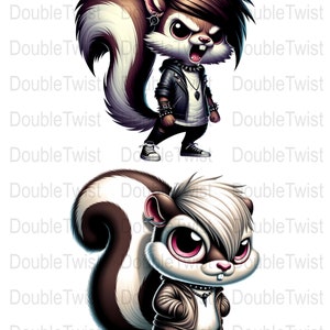 Emo Squirrels Clipart Set, Punk Rock Animals PNG, Digital Download, Cute Goth Squirrel Graphics ...