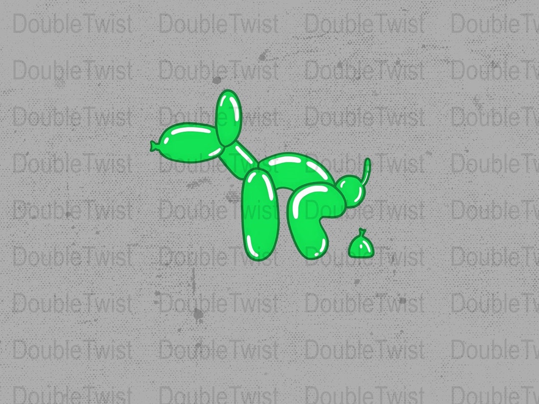 Funny Pooping Balloon Dog PNG, Humorous Animal Clipart, Digital ...