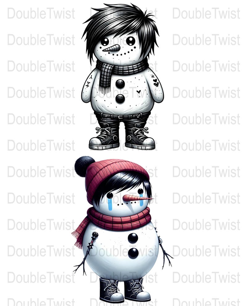 Emo Snowman Clipart, Goth Winter Clipart, Scene Kid Art, Cute Snowmen ...