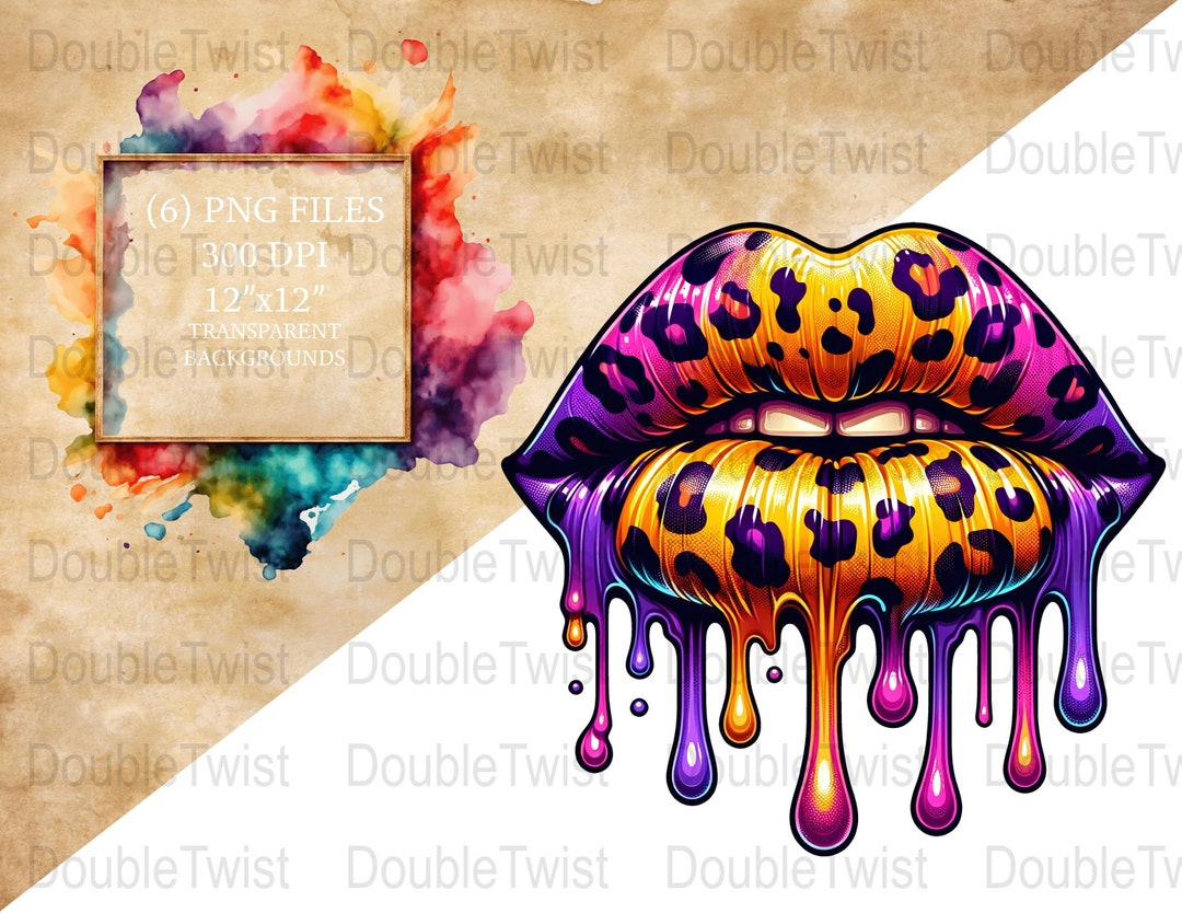 Leopard Print Dripping Lips PNG: Sublimation Clipart (digital Download ...