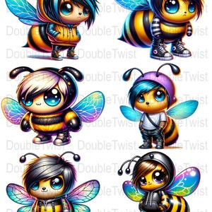 Cute Emo Bumblebee Clipart, Adorable Insect Characters, Digital ...
