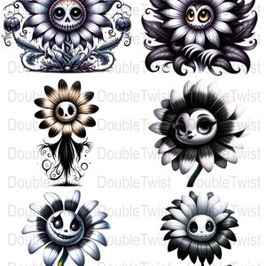 Gothic Sunflower 02 Clipart, Spooky Floral PNG, Halloween Decor Digital ...