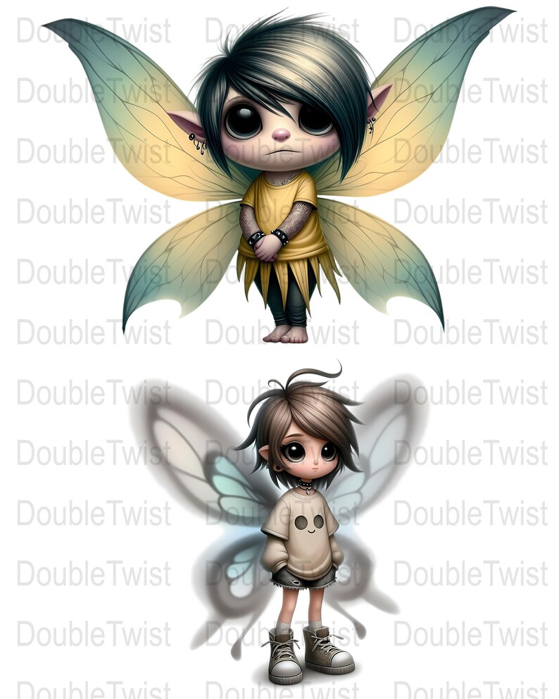 Emo Fairy Clipart Set 2, Gothic Fantasy PNG, Digital Download ...