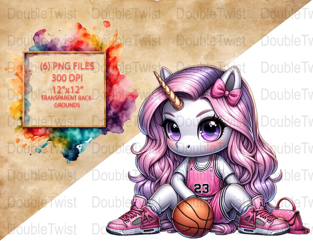 Basketball Unicorn Clipart for Girls, Cute Unicorn Basketball ...