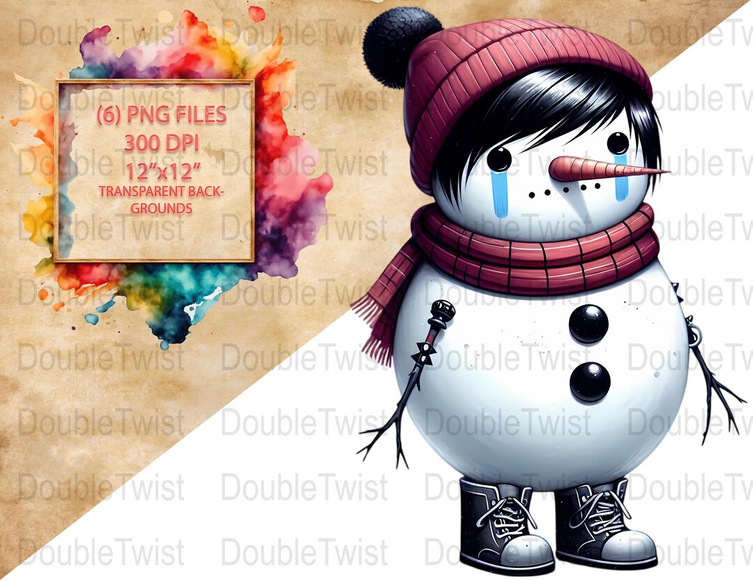 Emo Snowman Clipart, Goth Winter Clipart, Scene Kid Art, Cute Snowmen ...