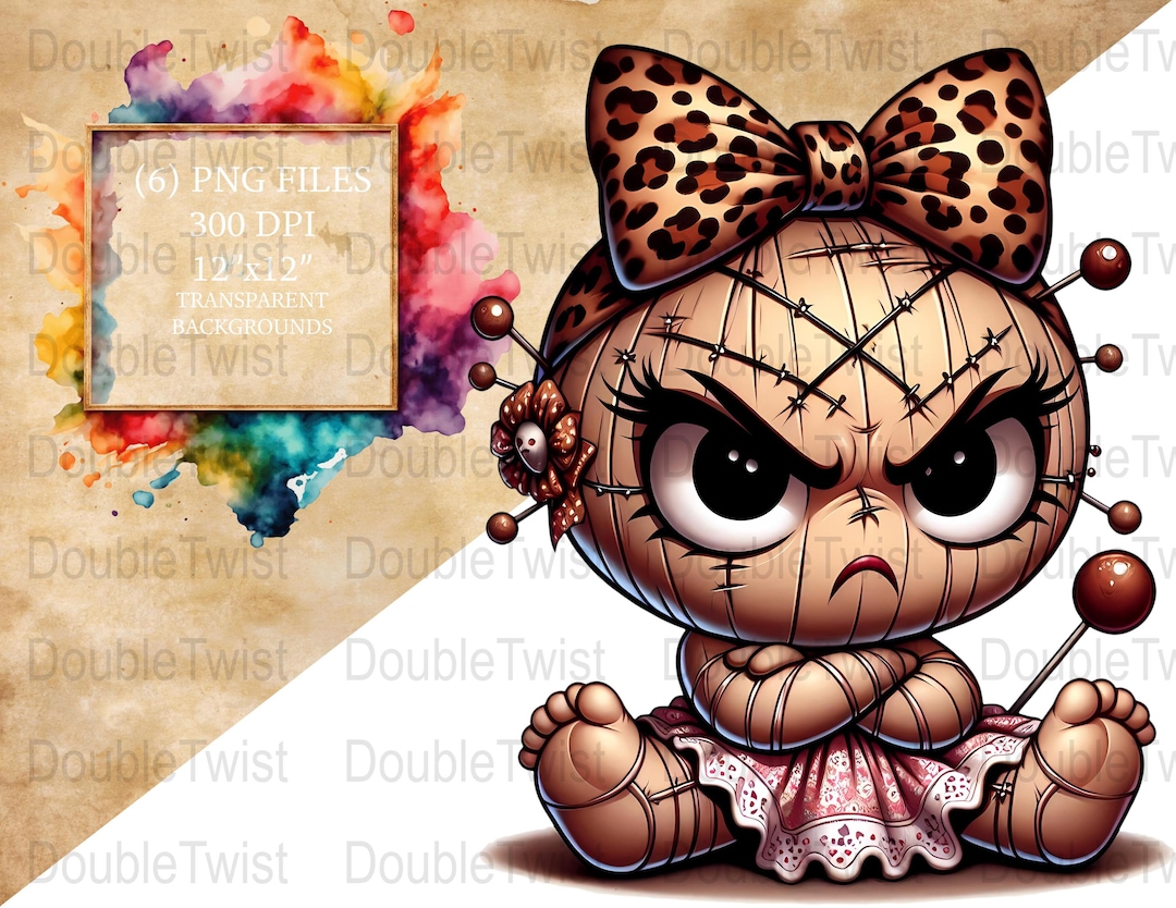 Adorable Grumpy Voodoo Doll With Bow PNG Clipart, Cute Voodoo Doll ...