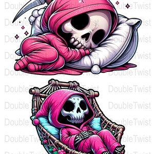 Grim Reaper Nap Time Clipart, Cute Grim Reaper Sleepy Art Set, Kawaii ...
