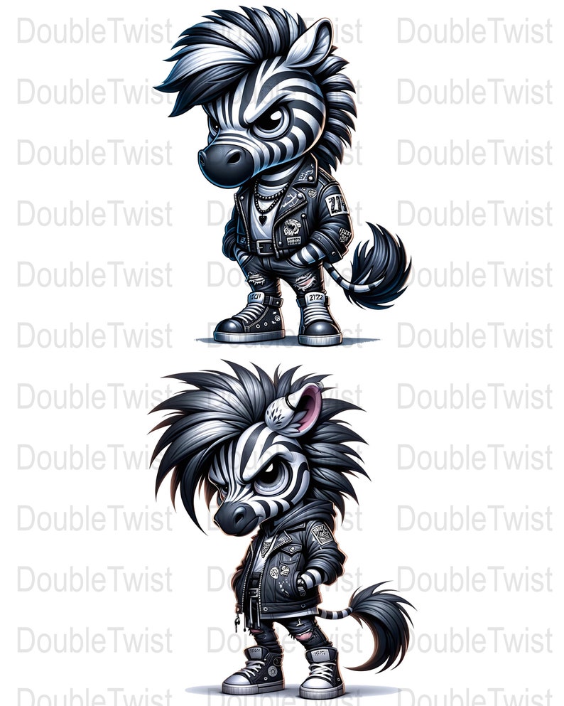 Punk Zebra Clipart, Urban Streetwear Animal PNG, Digital Download, Edgy ...