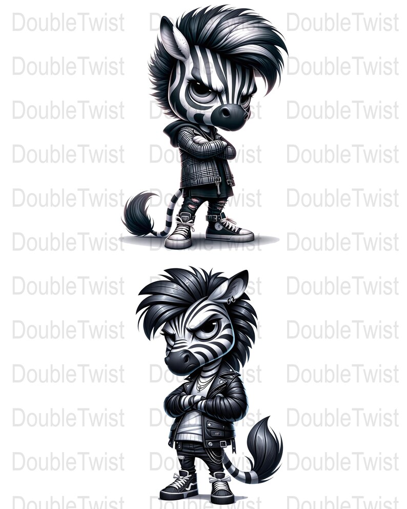 Punk Zebra Clipart, Urban Streetwear Animal PNG, Digital Download, Edgy ...