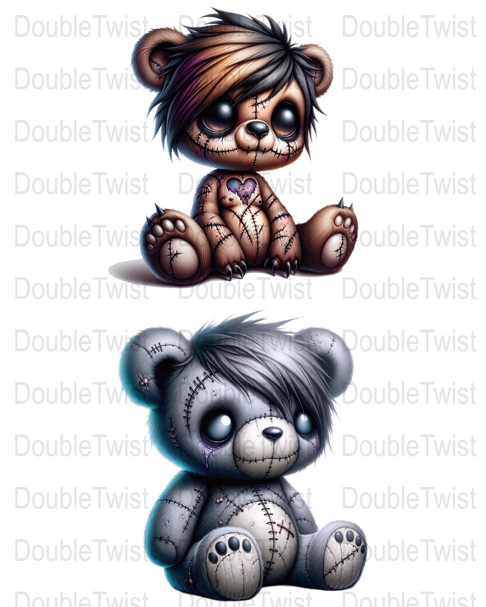 Distressed Emo Teddy Bear PNG Collection: Gothic Clipart (digital ...