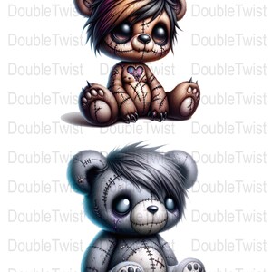 Distressed Emo Teddy Bear PNG Collection, Cute Gothic Bears Clipart ...