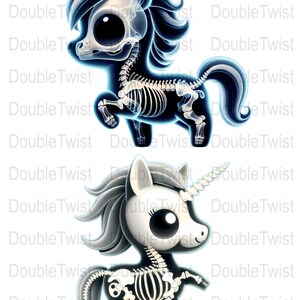 X-ray Unicorn Clipart PNG, Fantasy Skeleton Unicorns, Digital Download ...