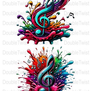 Colorful Music Note Clipart, Watercolor Music Note Design, Artistic ...